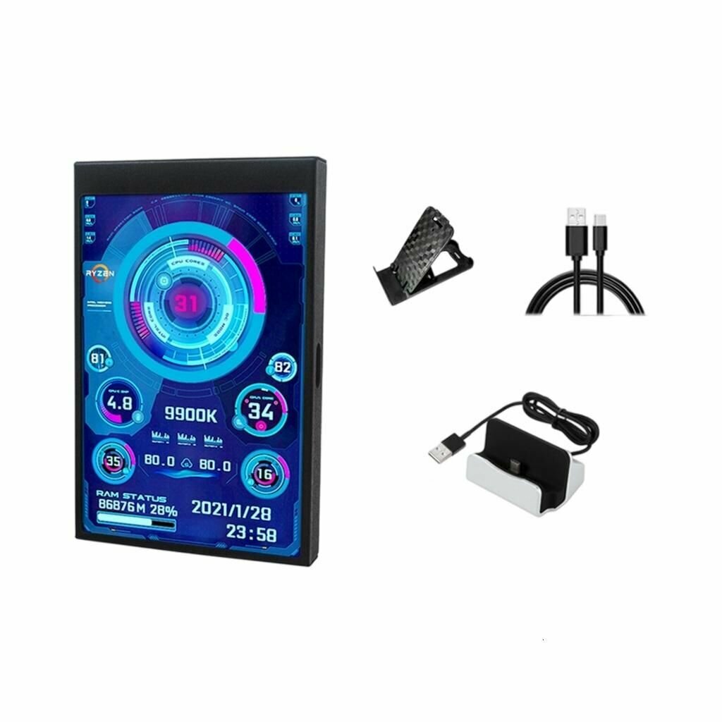 Портативный расширяемый монитор 3.5 дюйма, Черный - Пакет 2