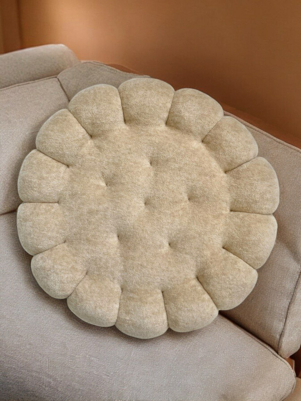 Подушка декоративня Печенье Baby.Eco.Decor / Крекер Печенька круглая песочный