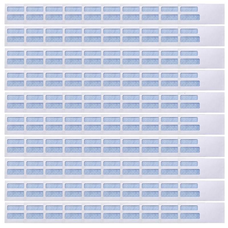 Белые конверты с двойными прозрачными окнами и защитной подкладкой, 100