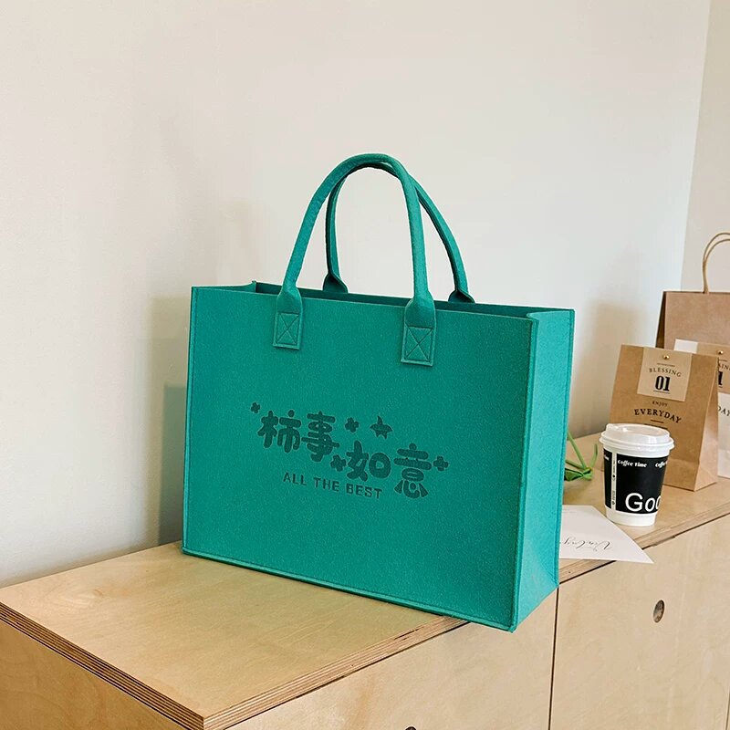 Сумка из фетра, красная сумка, сумка с индивидуальным логотипом, подарок, большая вместимость, сумка-тоут, ручная сумка, подарочная сумка для покупок