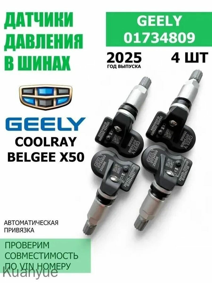 Датчики давления в шинах 01734809, 4 шт. Комплект для установки на автомобиль (Geely Coolray, Belgee X50)