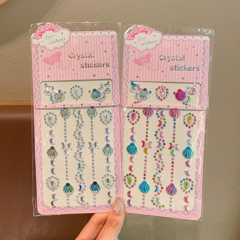 Детские наклейки с алмазами для лица, наклейки для сценического макияжа для девочек, наклейки для рисования на лице для