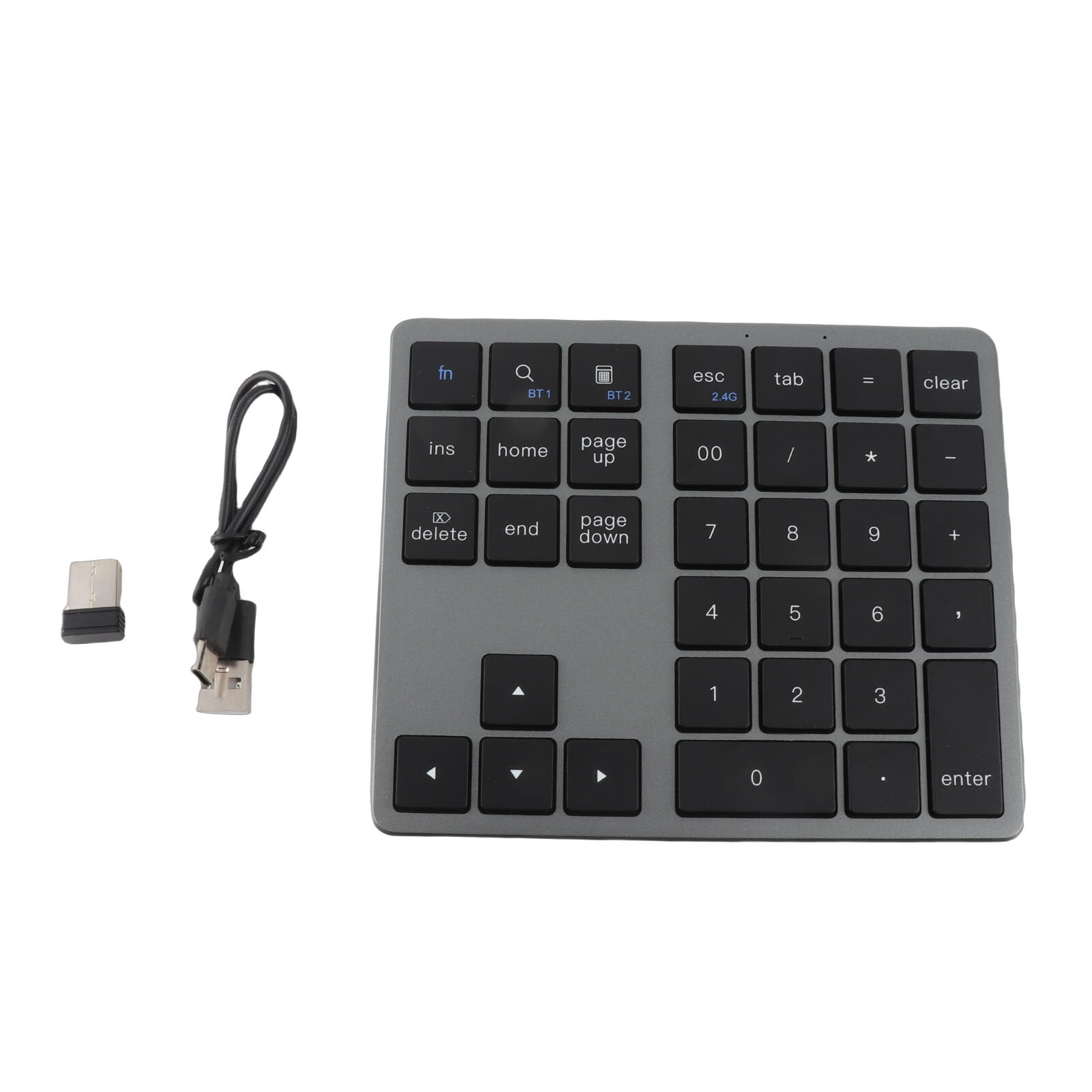 35-клавишная цифровая клавиатура с приемником, беспроводная связь 2,4 ГГц BT5.0 BT3.0, для OS X, ноутбука, настольного компьютера, смартфона, серая.