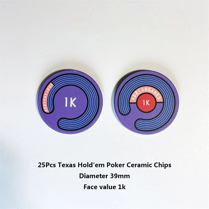 Керамические покерные фишки Texas Hold'em 39 мм 25Pcs-1K
