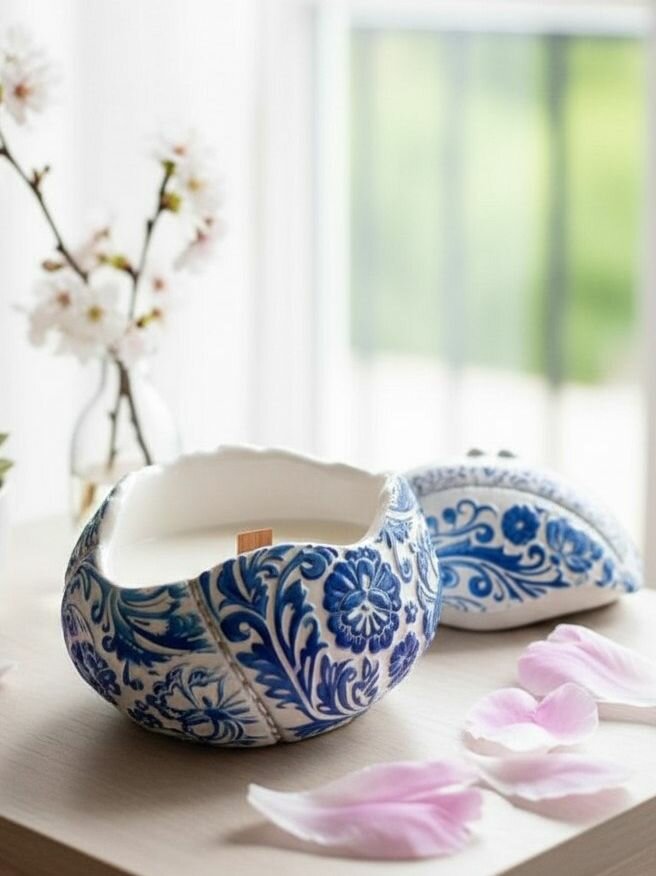 Свеча ароматическая в подсвечнике на удачу "Денежный кошелек". Подарок на 8 Марта