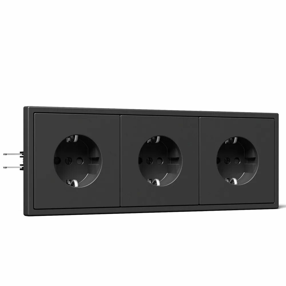Встроенная Розетка BSEED тройная 3 поста , Настенный розетка с когтями,16А 250В, PC рамка Черная