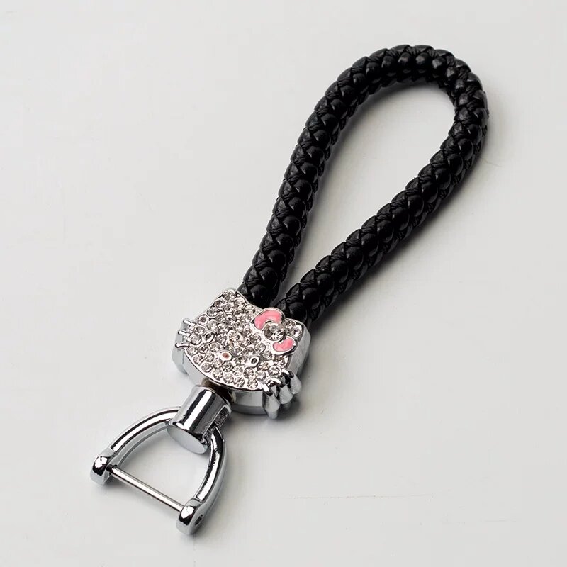 Брелок для ключей из плетеной веревки с инкрустацией бриллиантами и подвеской в виде специальной подковы, креативный