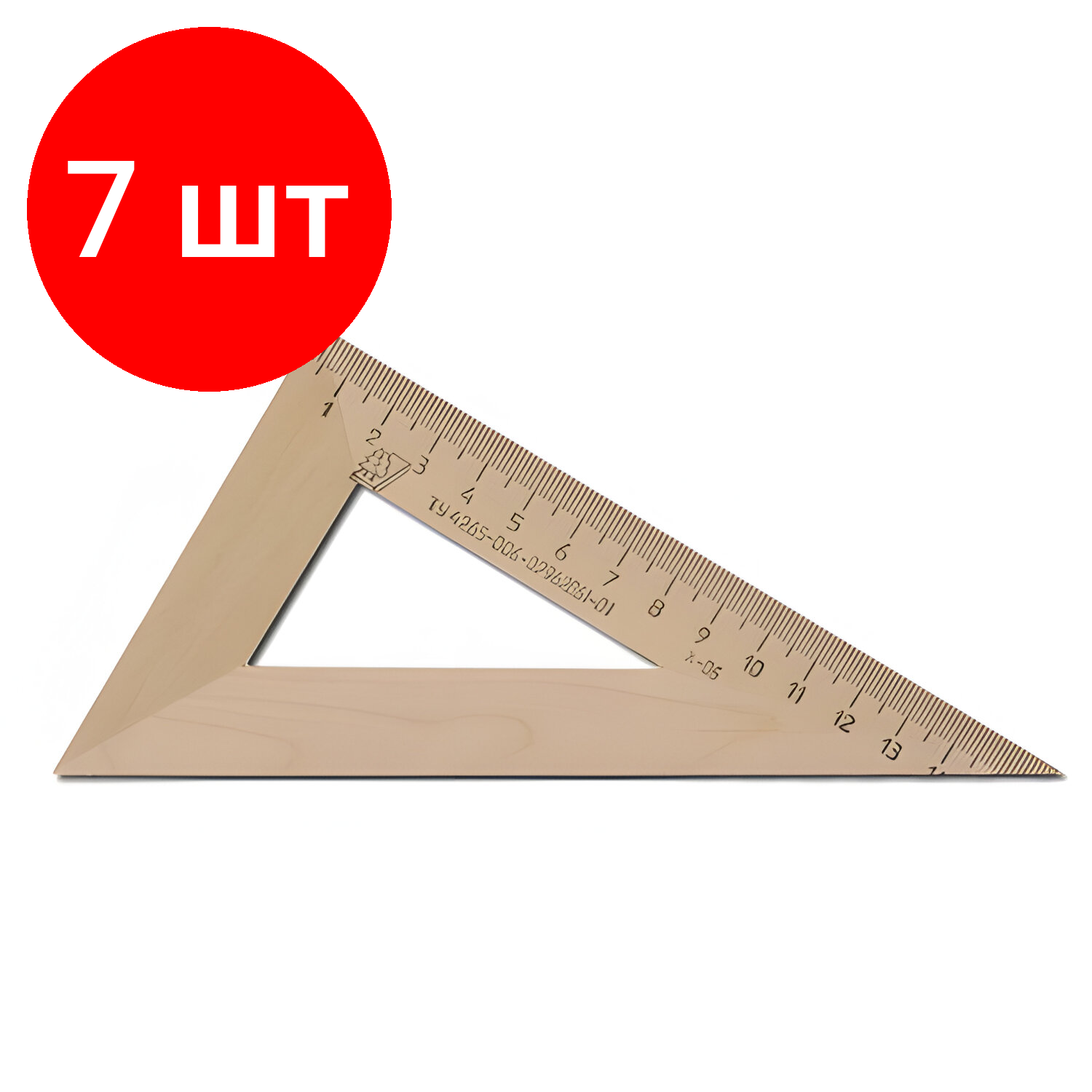 Комплект 7 шт, Треугольник деревянный, угол 30, 16 см, УЧД, с 139