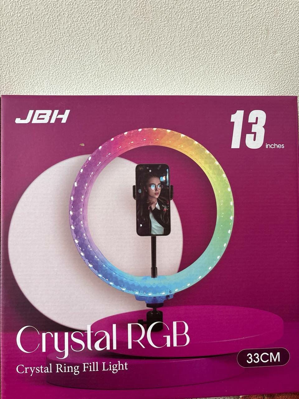 Кольцевая лампа Crystal RGB 33 см с креплением для телефона, пультом и подставкой