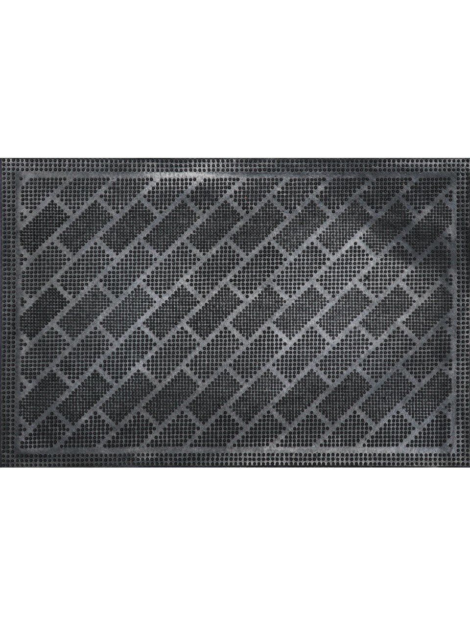 Коврик придверный грязезащитный 45х75 см, черный ПВХ, игольчатый щетинистый входной мат для улицы и дома, артикул 93719