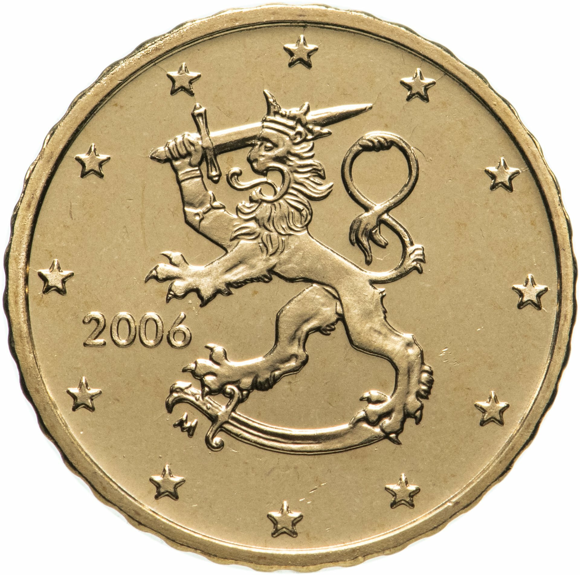 Финляндия 10 евро центов 2006, Латунь, в сохранности UNC