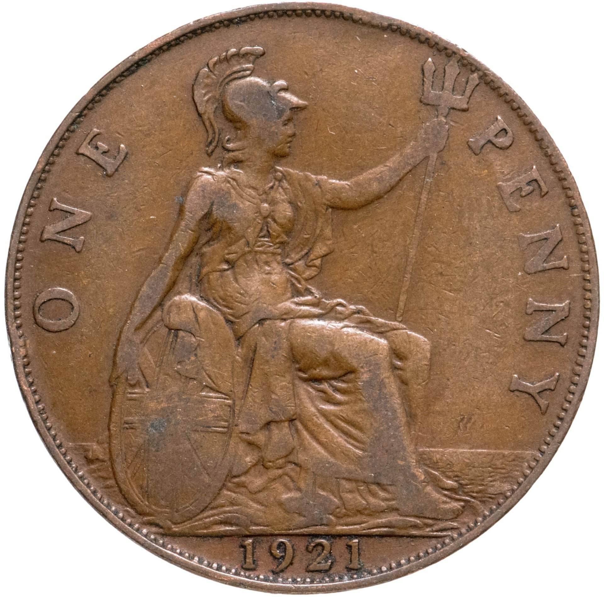 Великобритания 1 пенни penny 1921, Бронза, в сохранности VF