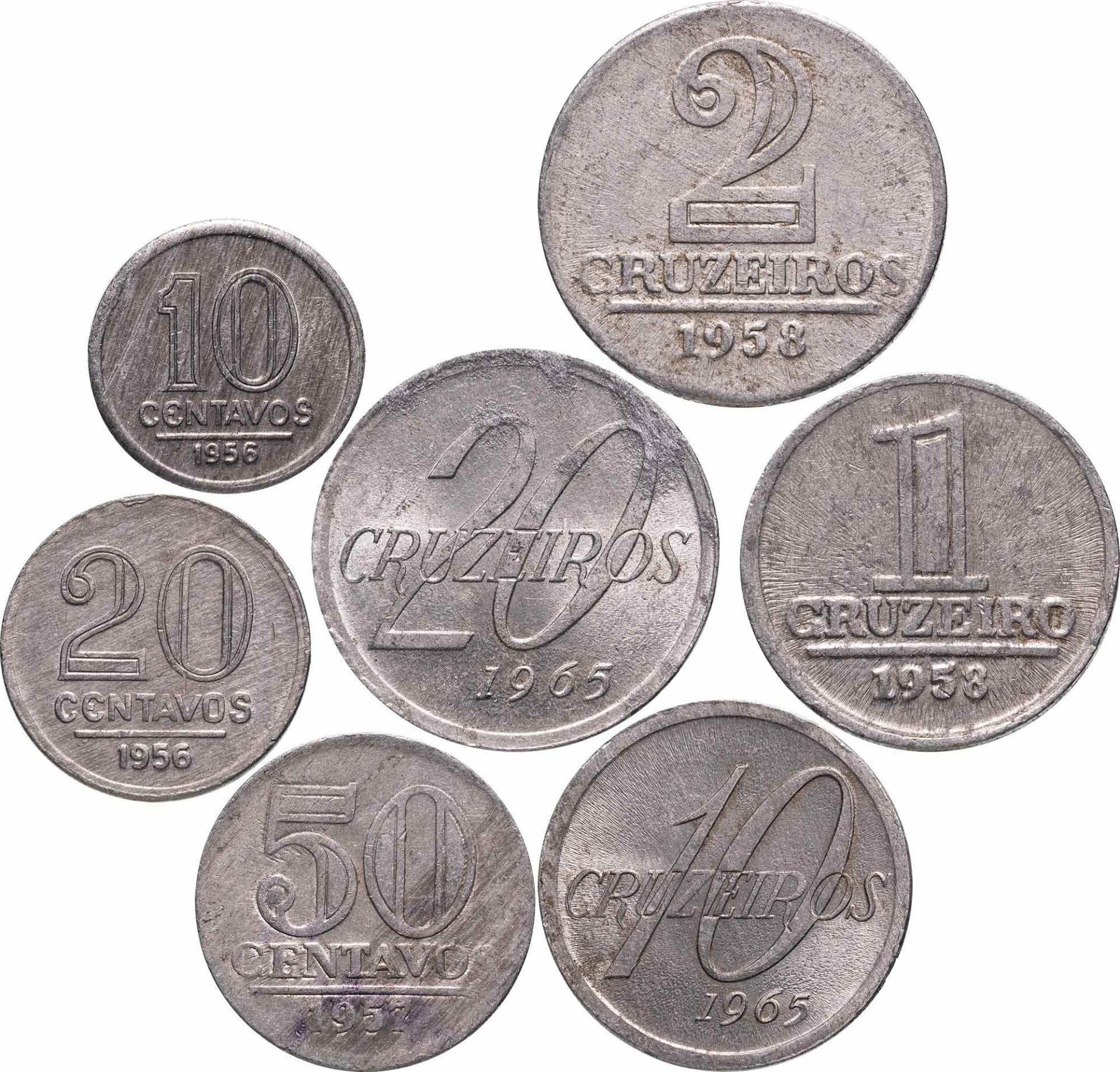 Бразилия набор монет из алюминия 1956-1965 7 штук, Алюминий, в сохранности XF-UNC