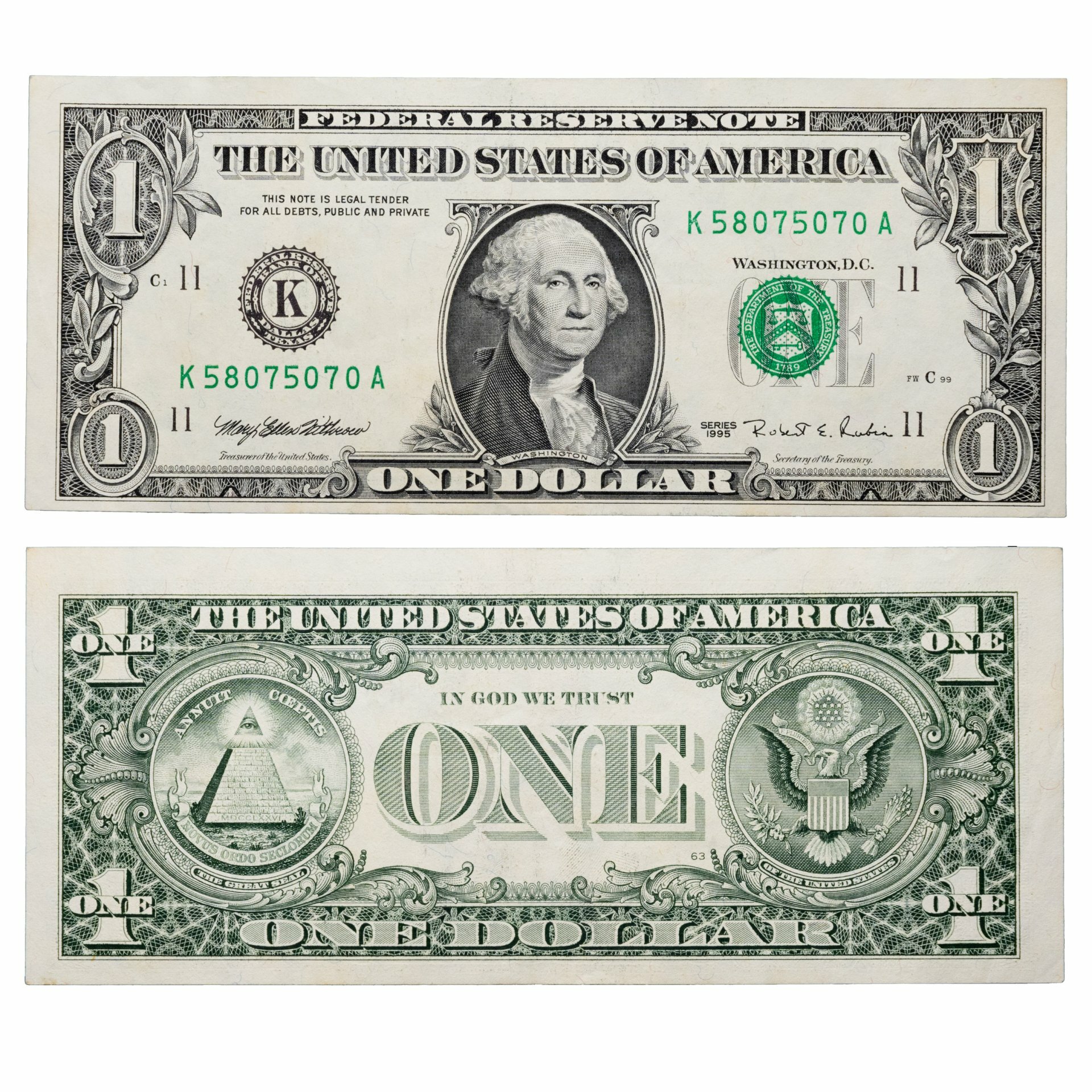 США 1 доллар 1995 Pick 496a K-Даллас "FW" Fort Worth