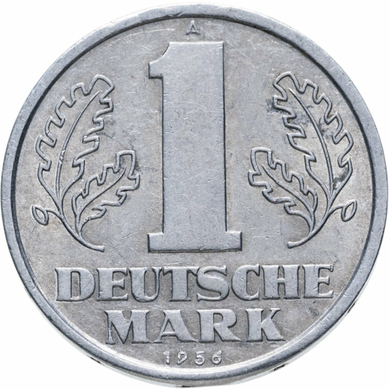 Германия ГДР 1 марка 1956, надпись "DEUTSCHE MARK", Алюминий, в сохранности VF-XF