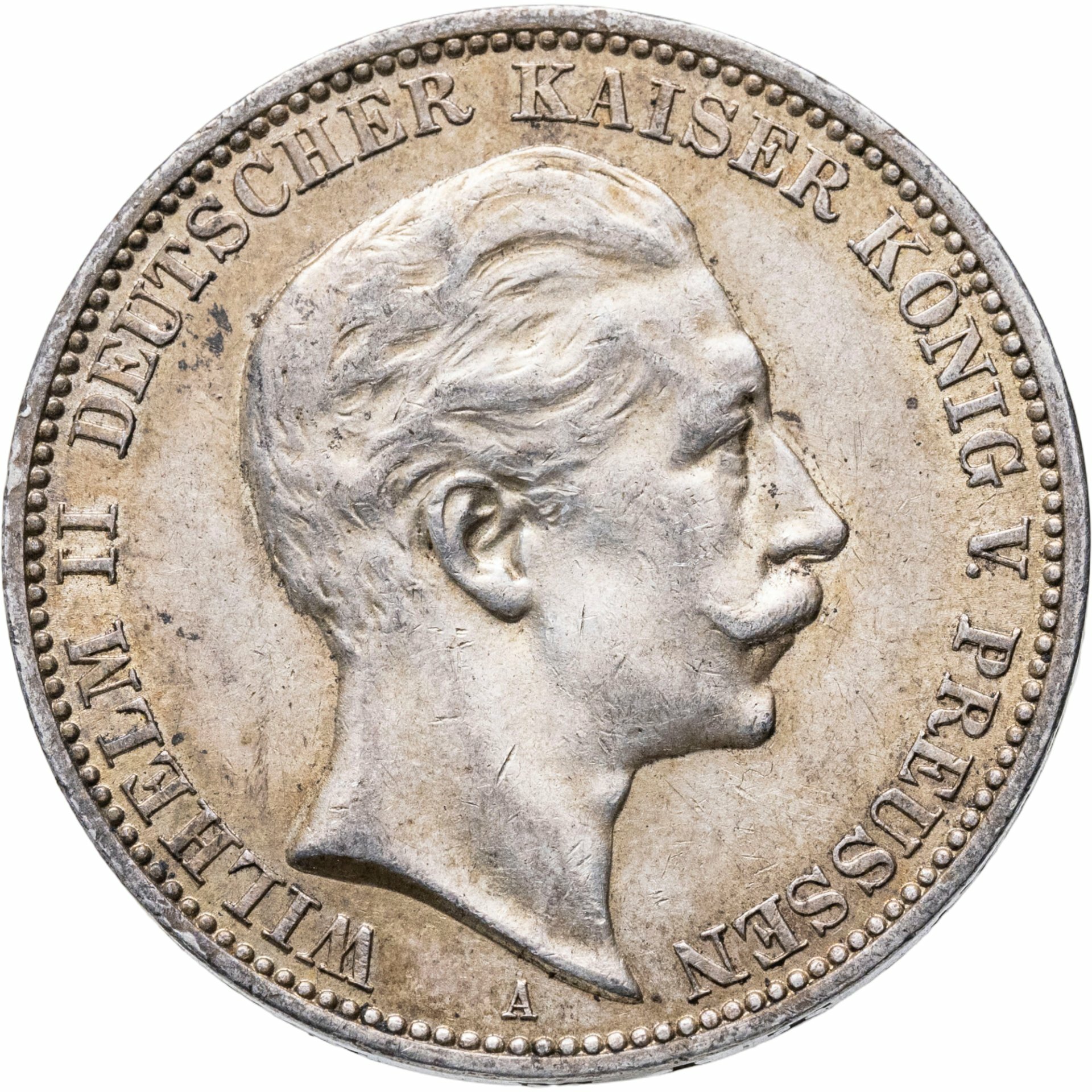 Германская Империя Пруссия 3 марки mark 1912 A, Серебро 900, в сохранности XF-AU