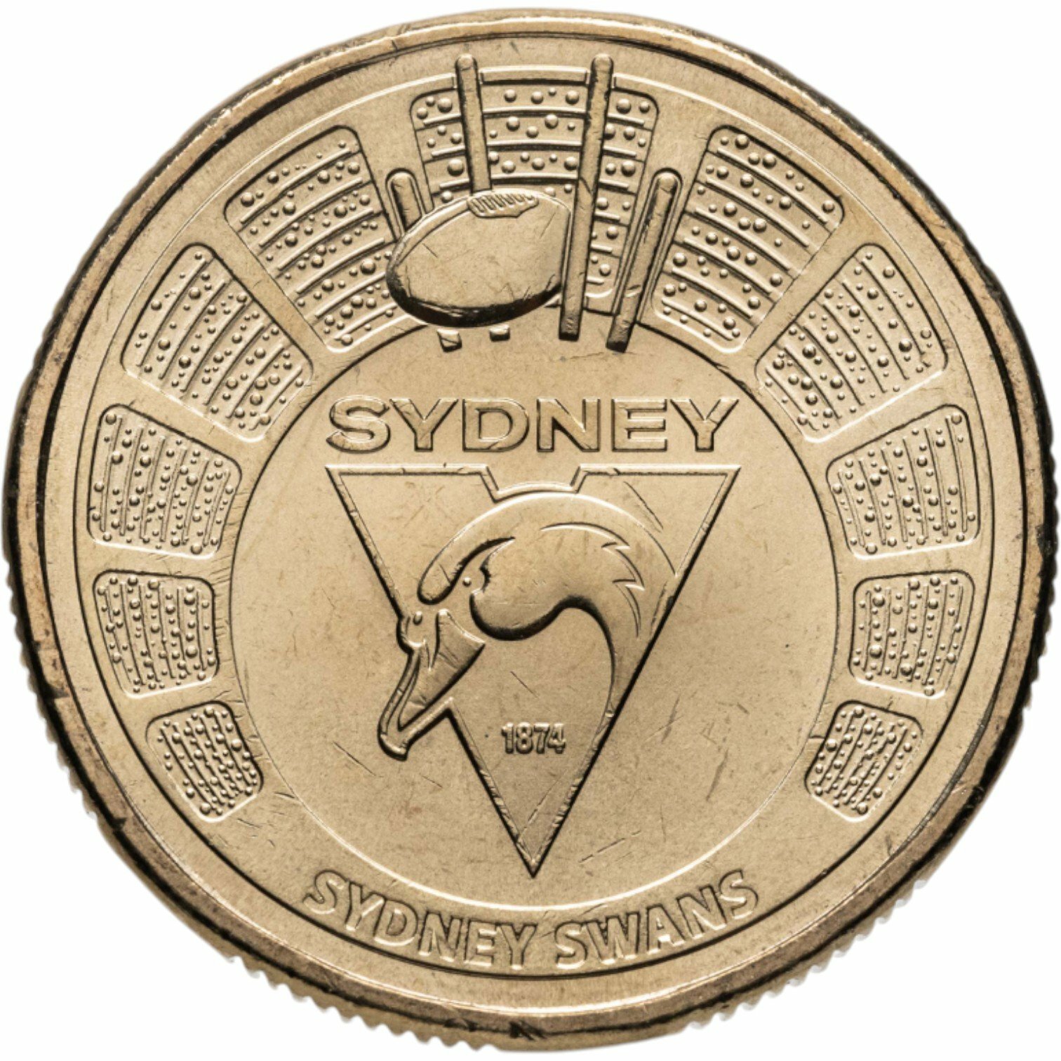 Австралия 1 доллар dollar 2024 "Австралийская футбольная лигаSydney Swans", Алюминиевая бронза, в сохранности UNC