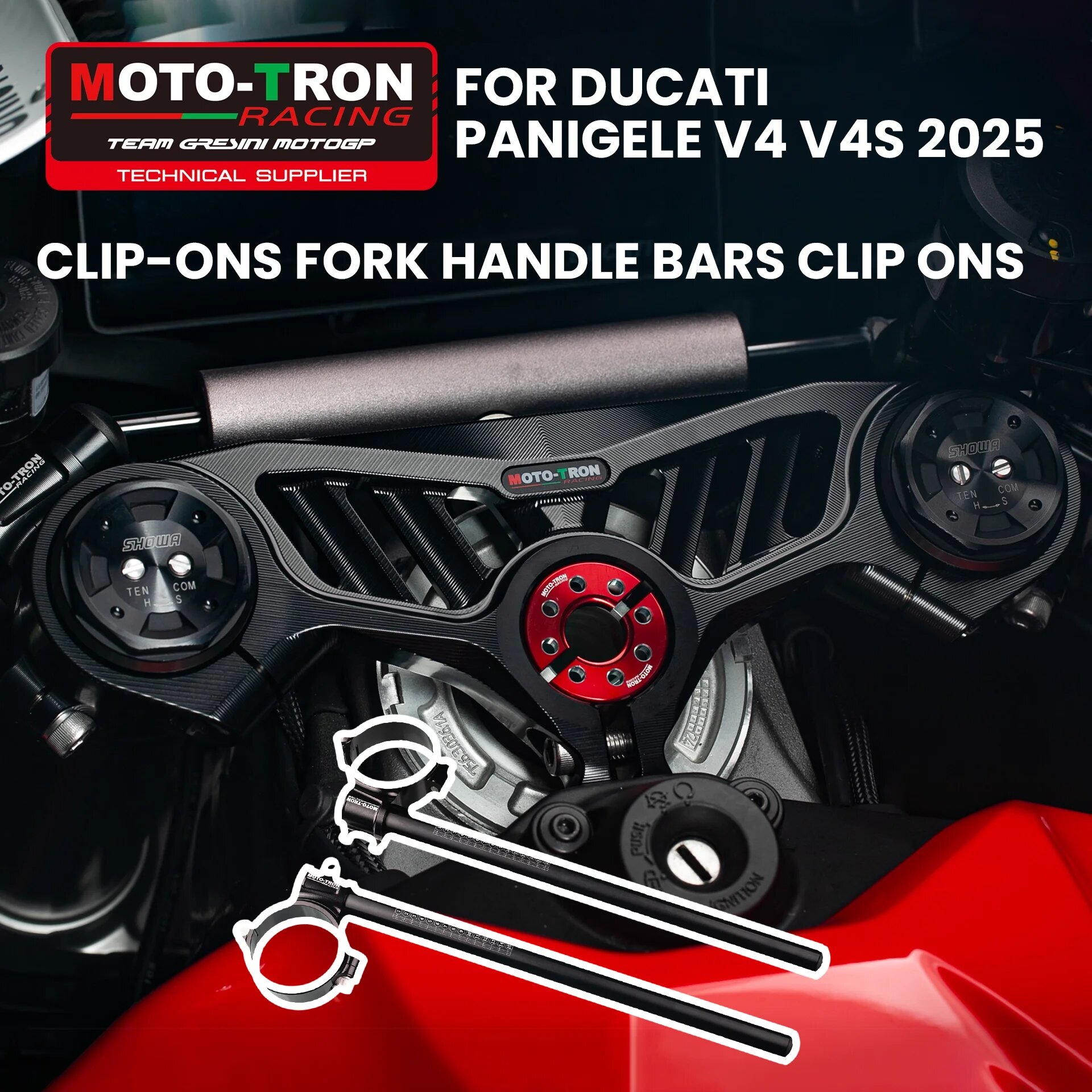 MOTO-TRON алюминиевые клипсы на руль мотоцикла с ЧПУ, вилочные ручки, клипсы для DUCATI Panigele v4 2025 A Set