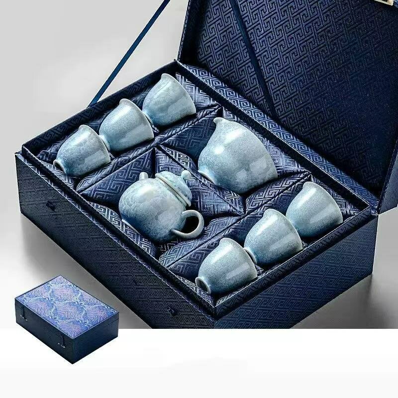 Кристальная глазурь, чашка мастера с цветочным рисунком, одиночная чашка, синяя, личная чайная чашка, керамическая чашка для дегустации, чашка для кунг-фу чая