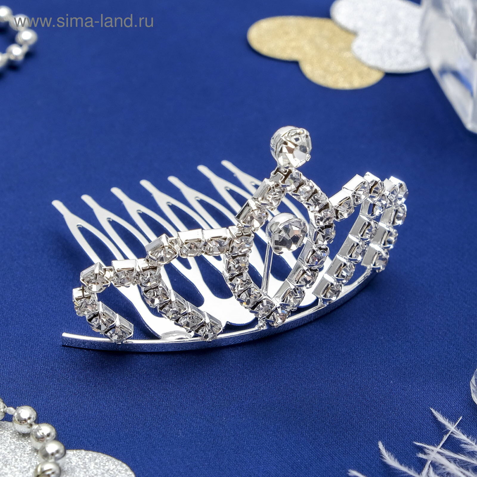 Диадема для волос "Соня", 6x4 см, серебро, для кого: для девочек