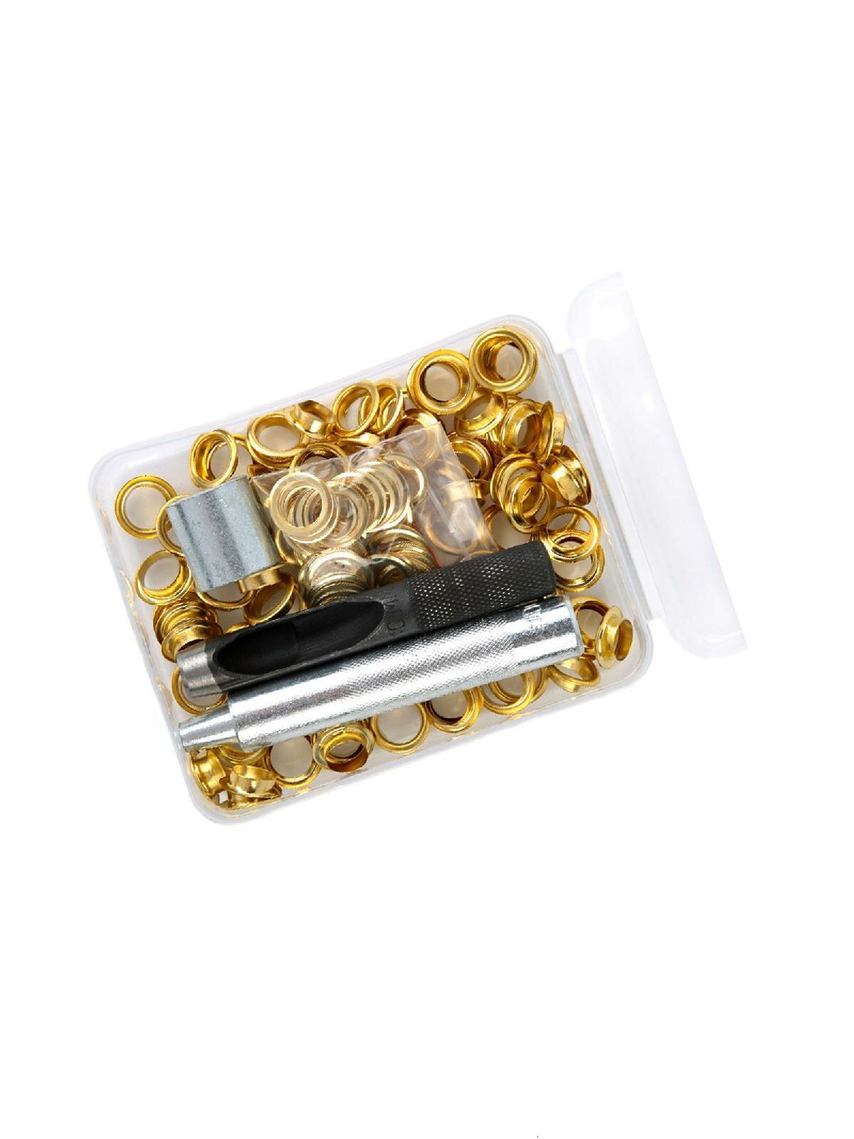 Комплект люверсов 6/8/10 мм с инструментом для кожи и ткани, золото 10 мм