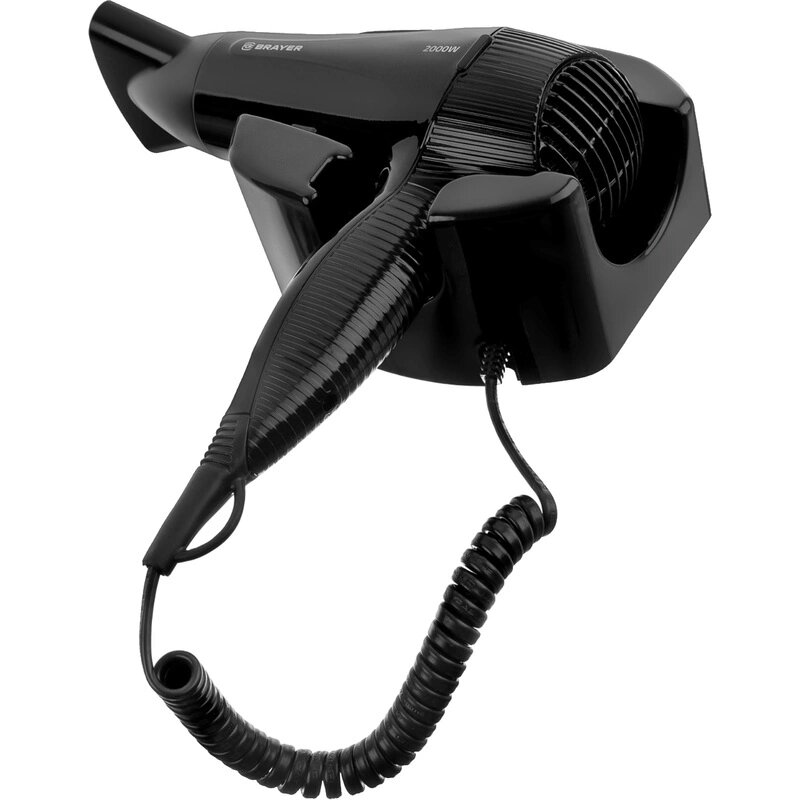 Фен настенный BRAYER 3021BR-BK,2000,2скор,2режнагрева, концентр, холод,1,8м