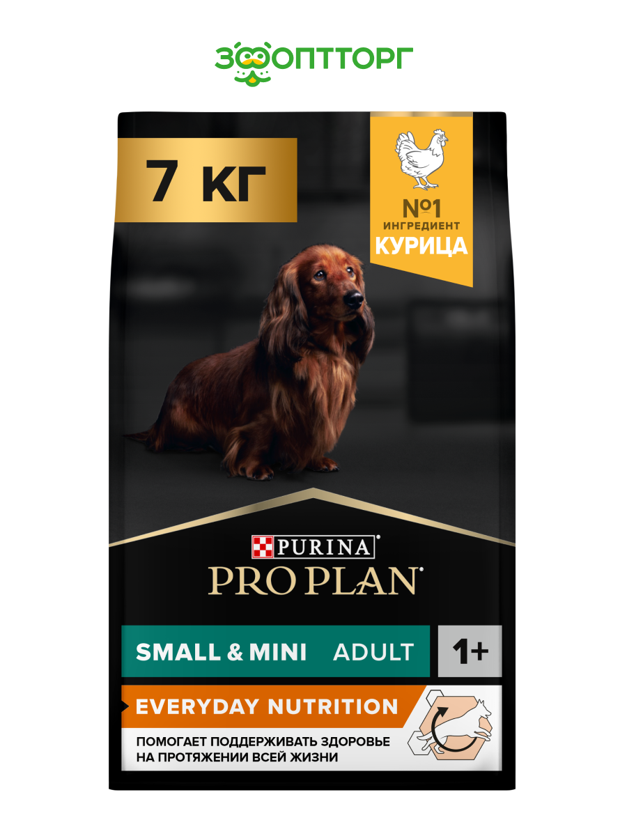 Сухой корм PRO PLAN EVERYDAY NUTRITION для взрослых собак мелких пород Курица, 7 кг.