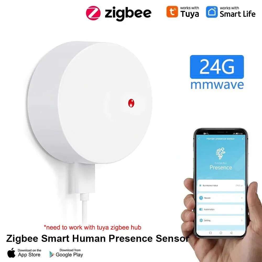 Умный Датчик присутствия человекажения Zigbee, Микроволновый радар