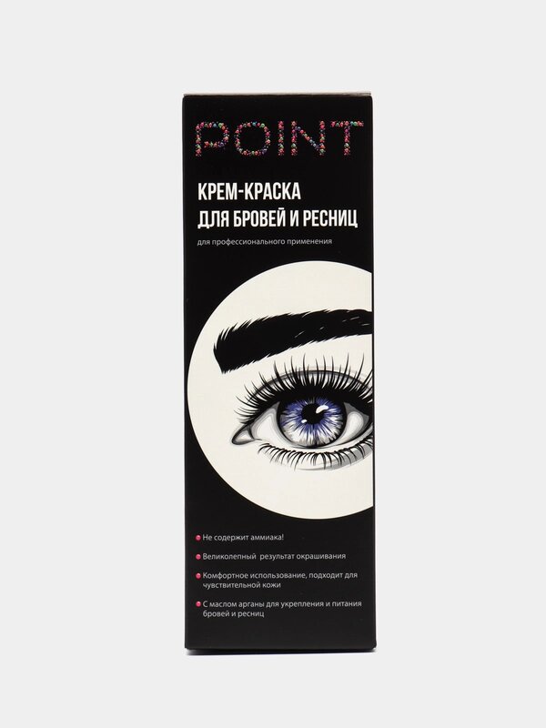 POINT. Крем-краска для бровей и ресниц, Черно-синий пепел, 50/30 мл