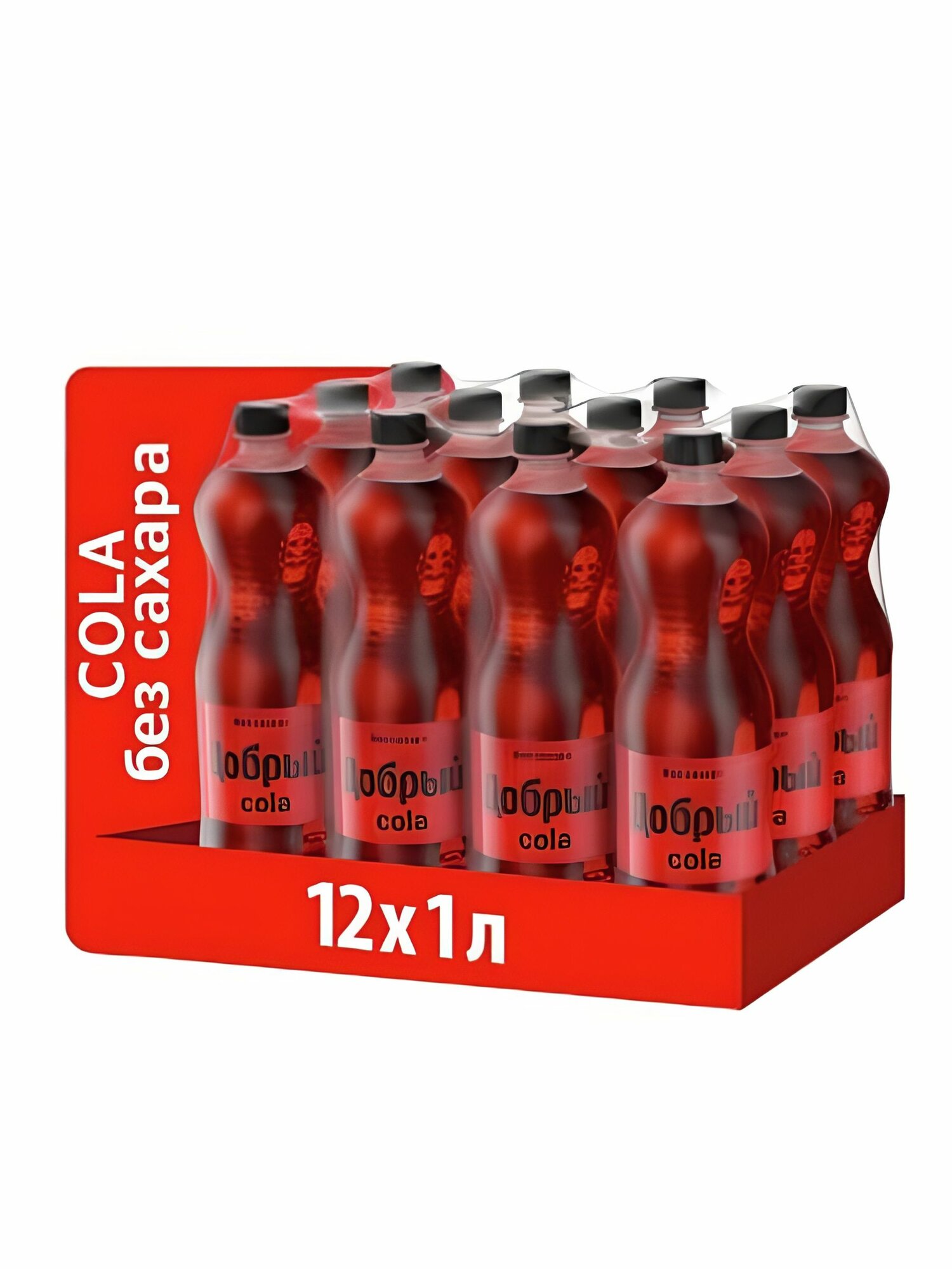 Напиток Добрый Cola без сахара, 1 литр. ПЭТ. Упаковка 12 шт.