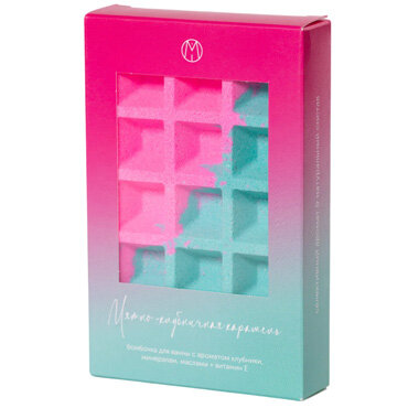 79444 Бомбочка для ванны MiPASSiON Мятно-клубничная карамель, 140 гр. В форме вафли с ароматом клубники и мяты