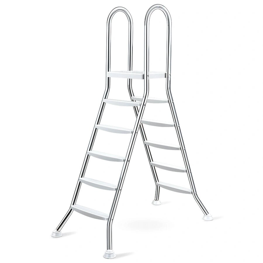 Лестница двухсторонняя Reexo Duo из нерж. стали AISI-304 с платформой, 4+4 ступени из пластика, макс. высота бассейна 1,35 м, цена - за 1 шт