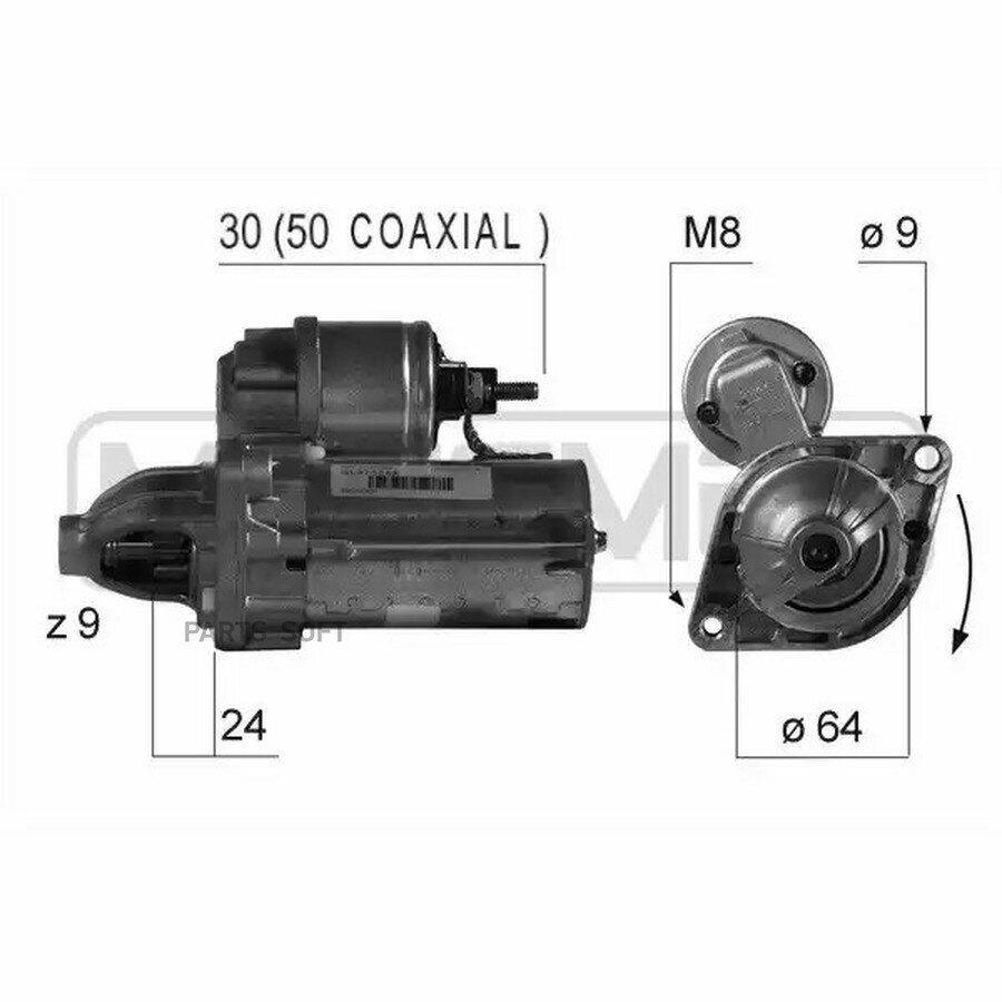 Стартер FIAT 1.3D 1.3к. Вт от официального дистрибьютора, ERA, артикул 220359
