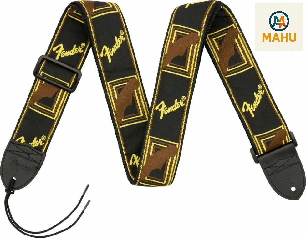 Эксклюзивный ремень Fender Monogrammed 2 дюйма в черножелтокоричневом цвете