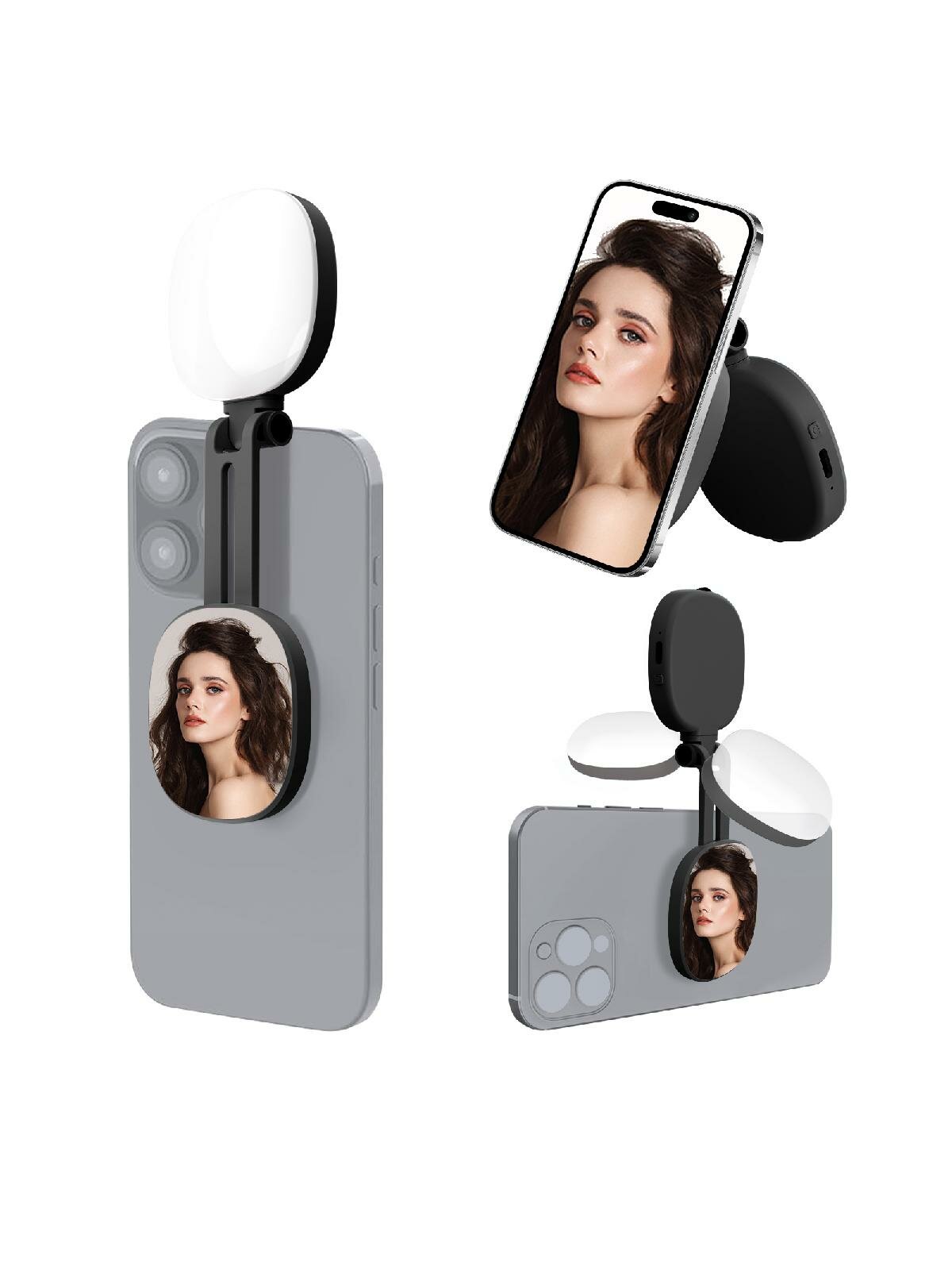 Складной круговой светильник для телефона, магнитное крепление, зарядка Type C на 90 секунд в комплекте