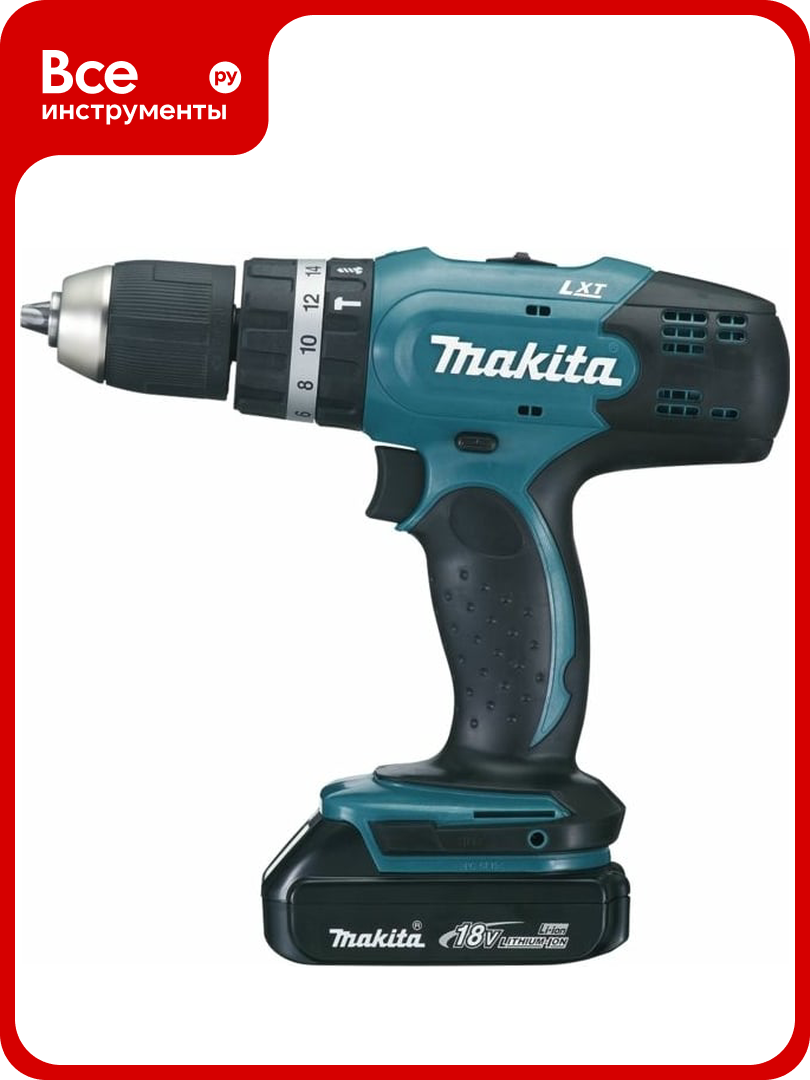 Аккумуляторная дрель-шуруповерт Makita DHP453SYE, 42 Нм, для сверления и закручивания в дереве и металле