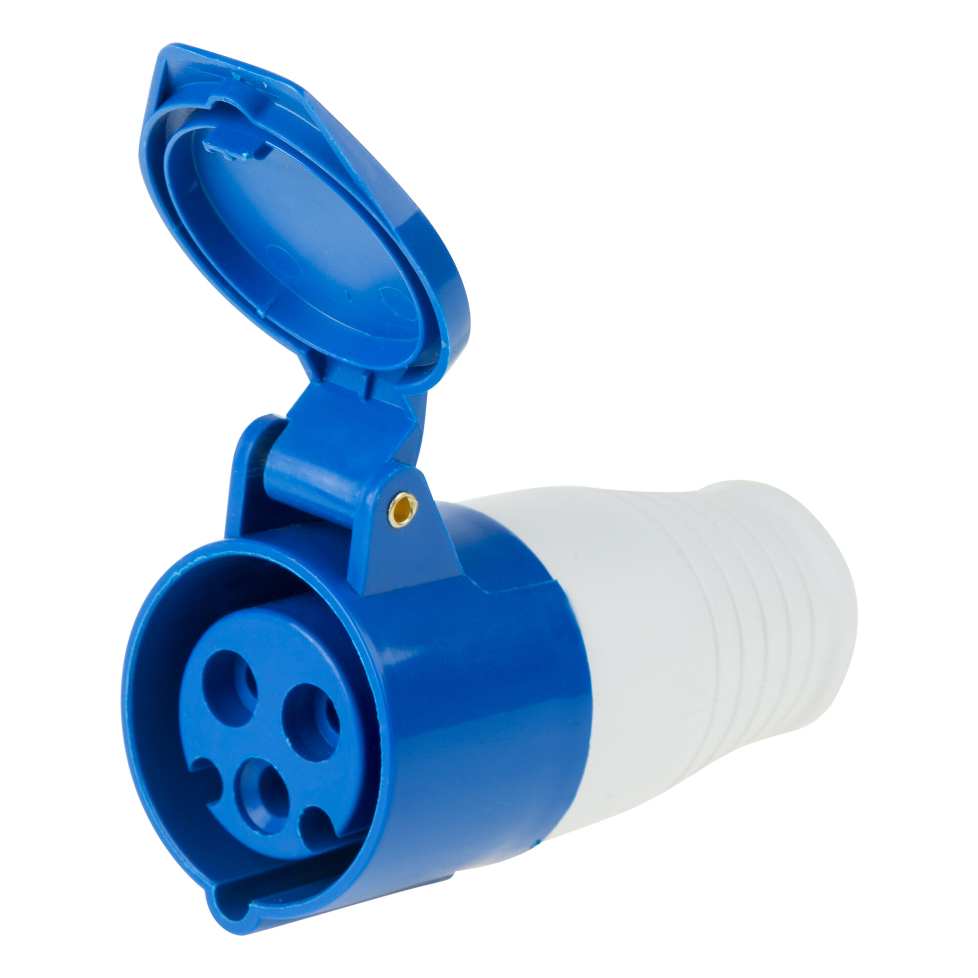 Розетка переносная REXANT 213, 2P+PE, 16A, 220V, IP44, синяя, пластиковая