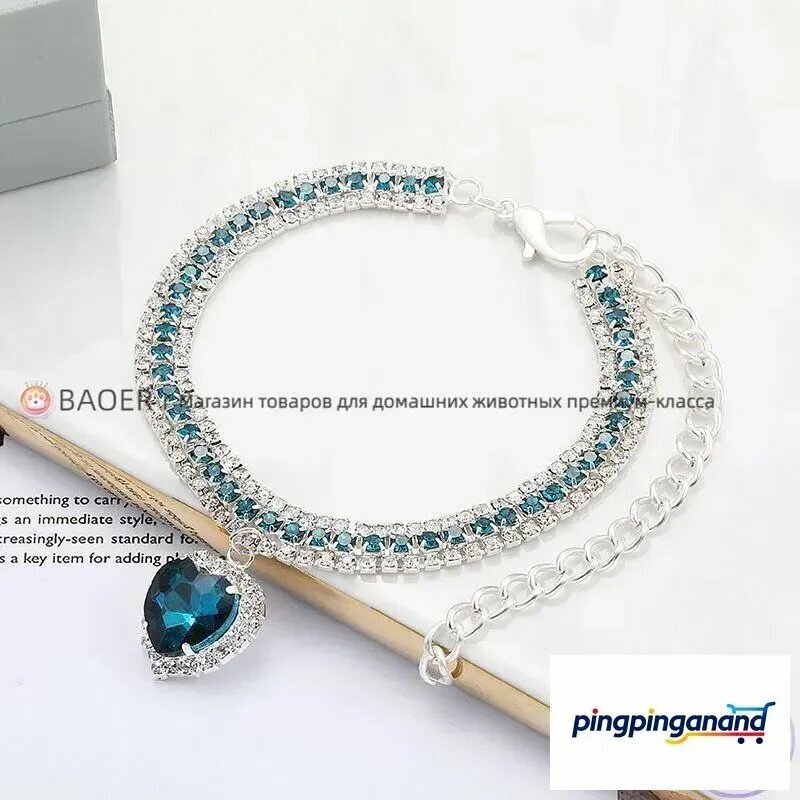 Ошейник-украшение Украшение для животных Колье с 3 рядами искусственных бриллиантов