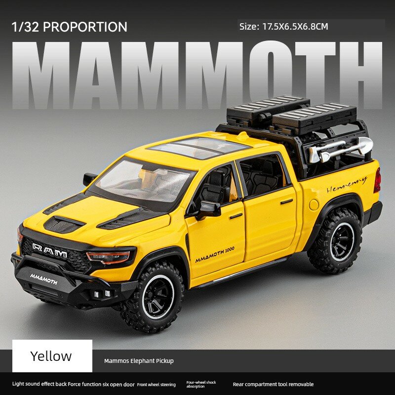 Модель-копия грузовика Маммут в желтом цвете, масштаб 1:64, игрушечный автомобиль