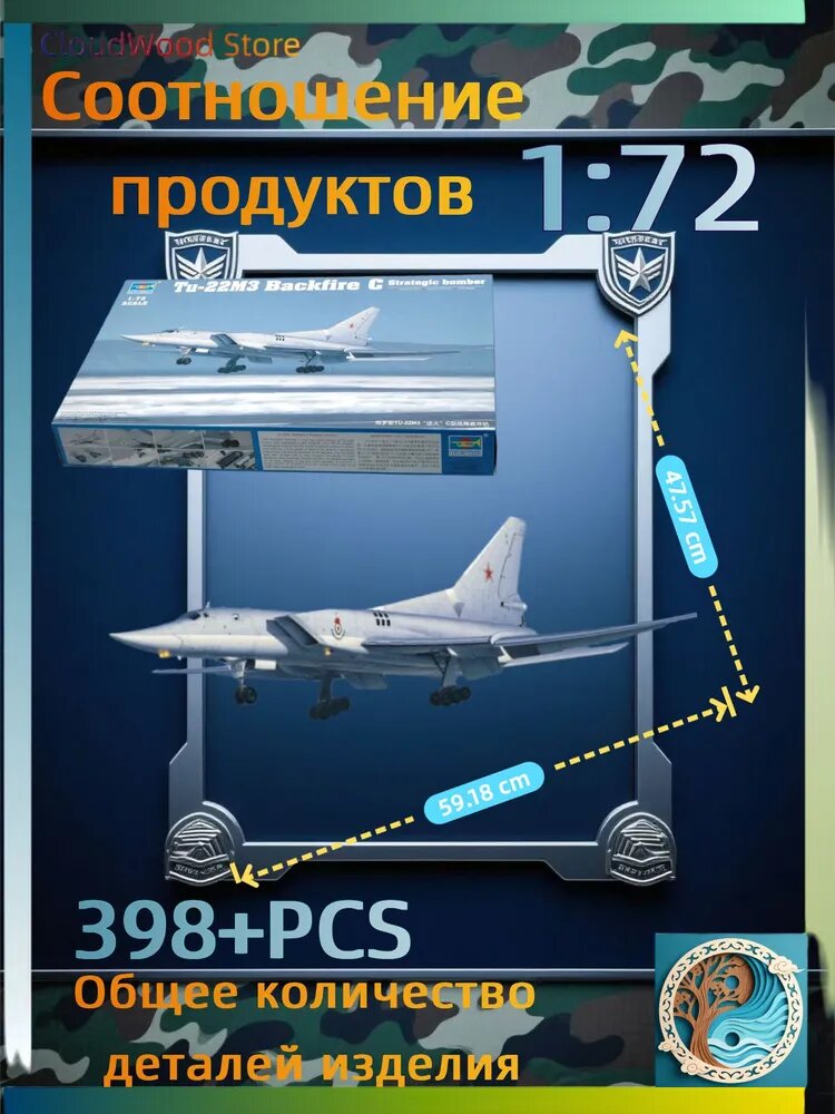 Trumpeter 01656 1:72 Российский стратегический бомбардировщик Ту-22М3 "Бэкфайр" типа ССборка моделей самолетов