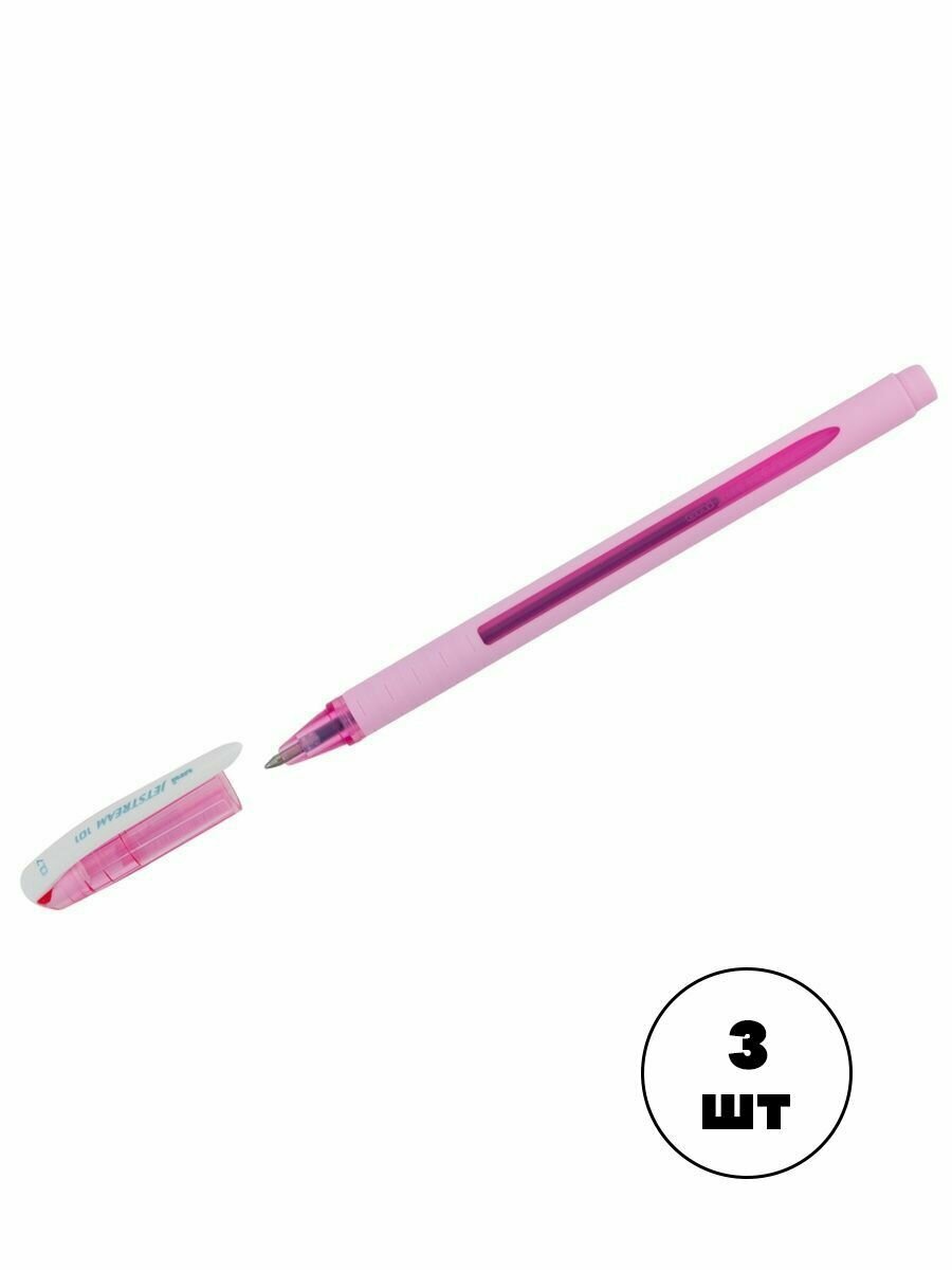 Ручка шариковая Uni "Jetstream SX-101-07FL" синяя, 0,7мм, грип, розовый корпус (3 шт), 120356