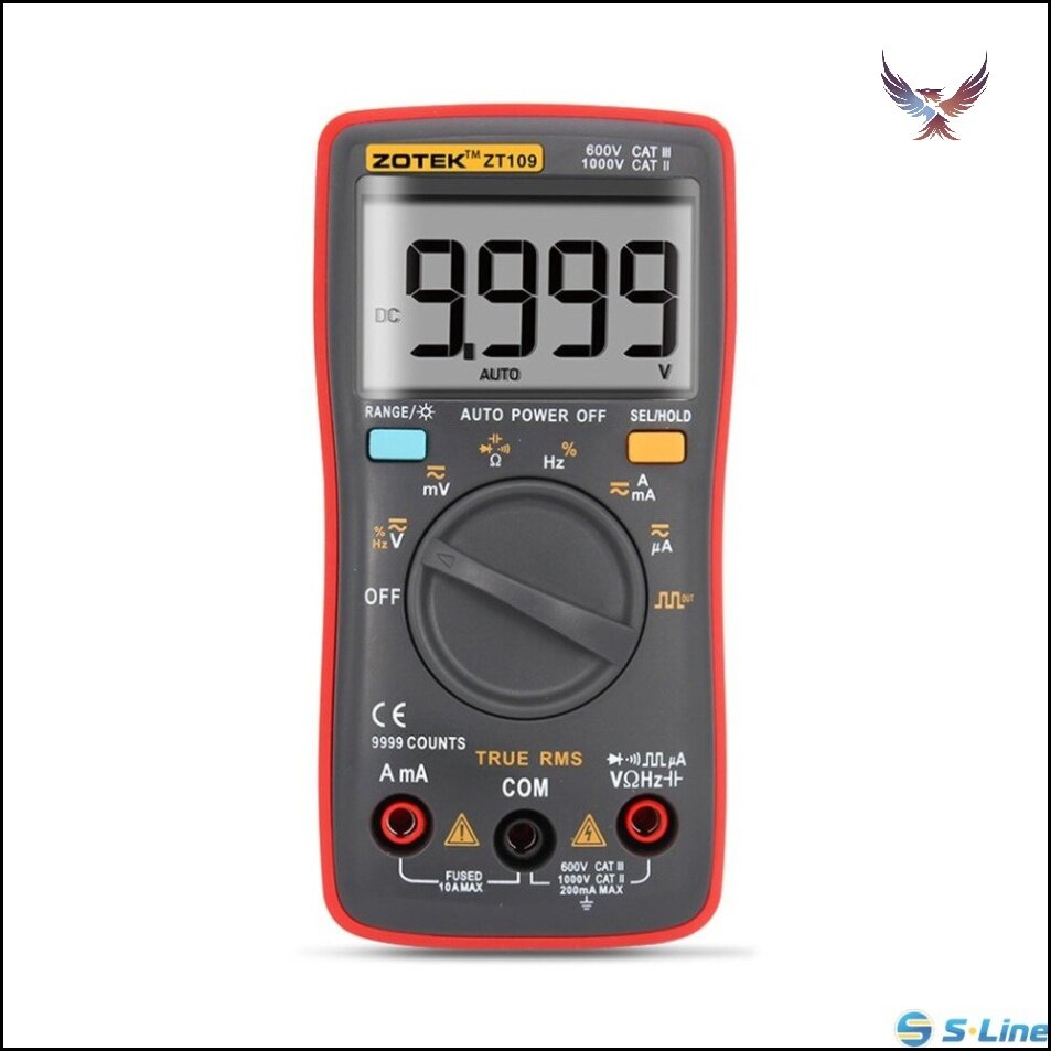 Мультиметр ZOTEK ZT109 TRMS, с автоматическим выбором диапазона, подсветка дисплея