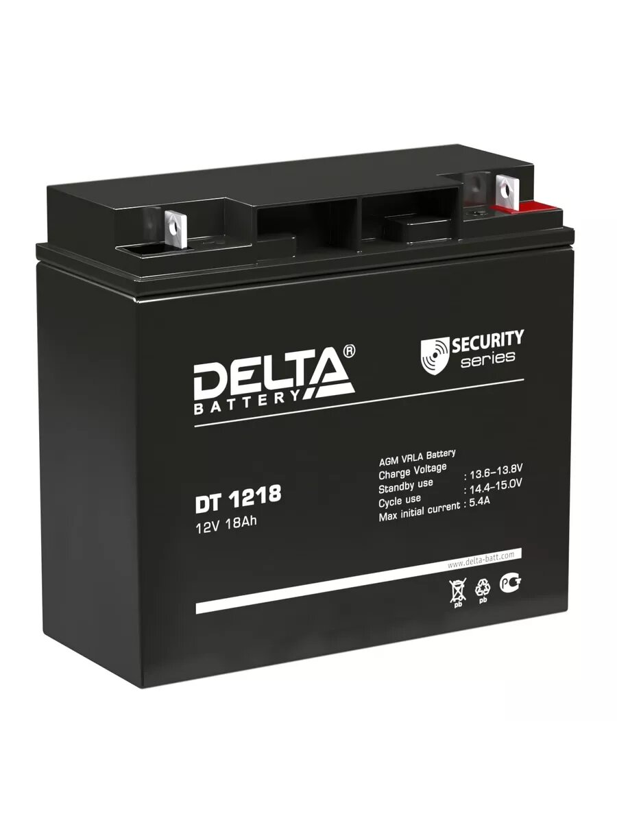 Аккумулятор DELTA DT 1218 12V 18Ач А 181x77x167 обр. пол.