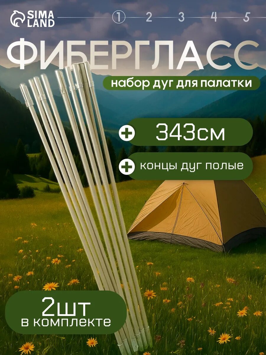 Ремнабор для палаток Maclay, универсальный (дуги), фибергласс, 2 шт.