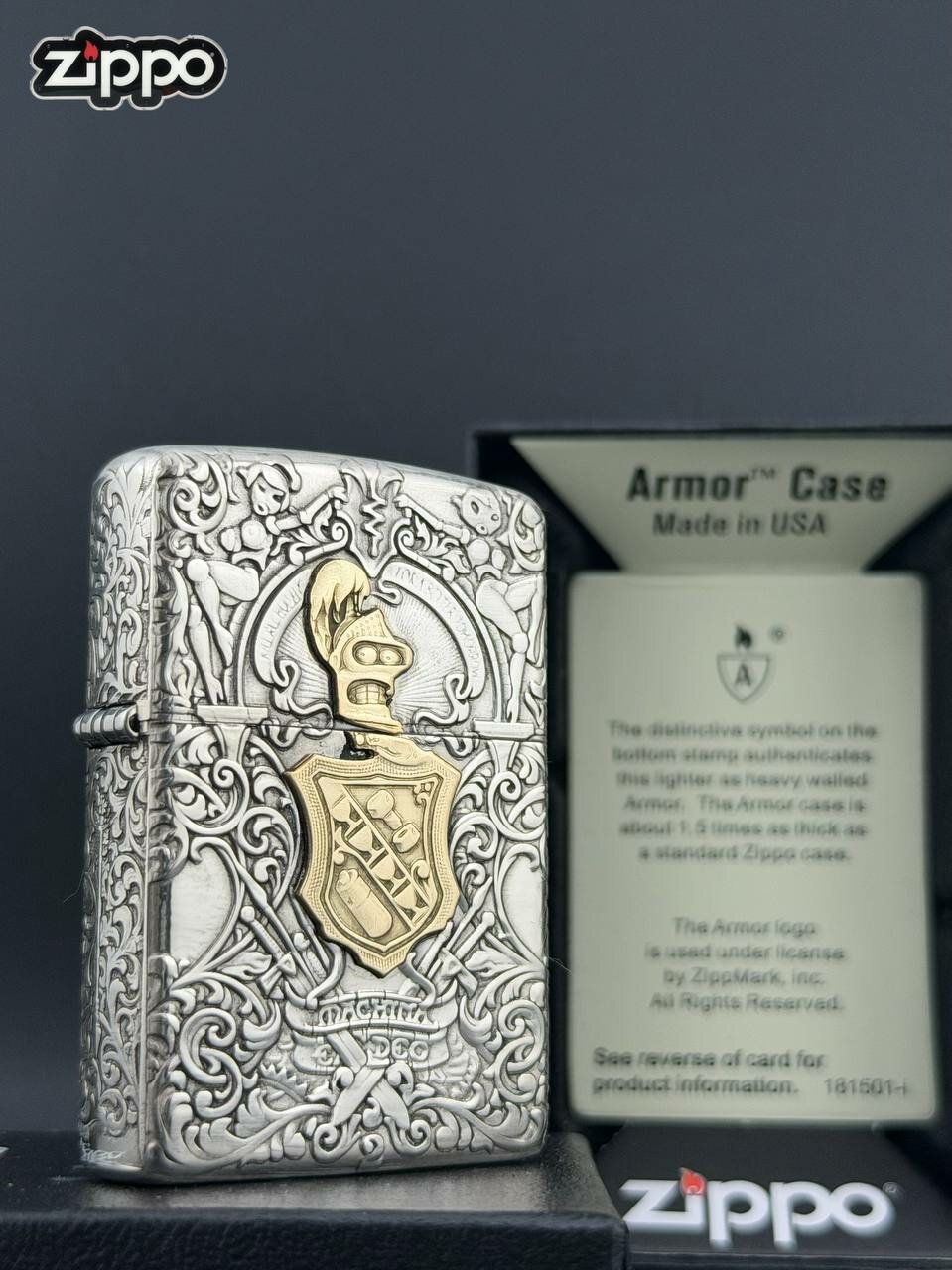 Зажигалка Zippo Armor “Mechanical Order” — барельефная гравировка, коллекционная модель