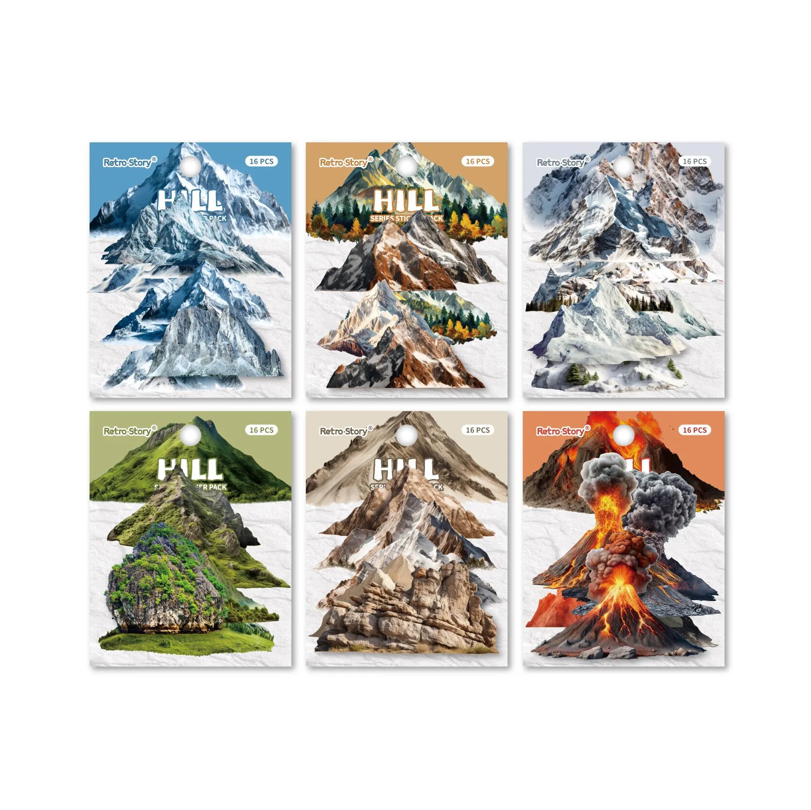 Наклейки JIANWU Hill Series, набор 6 шт.