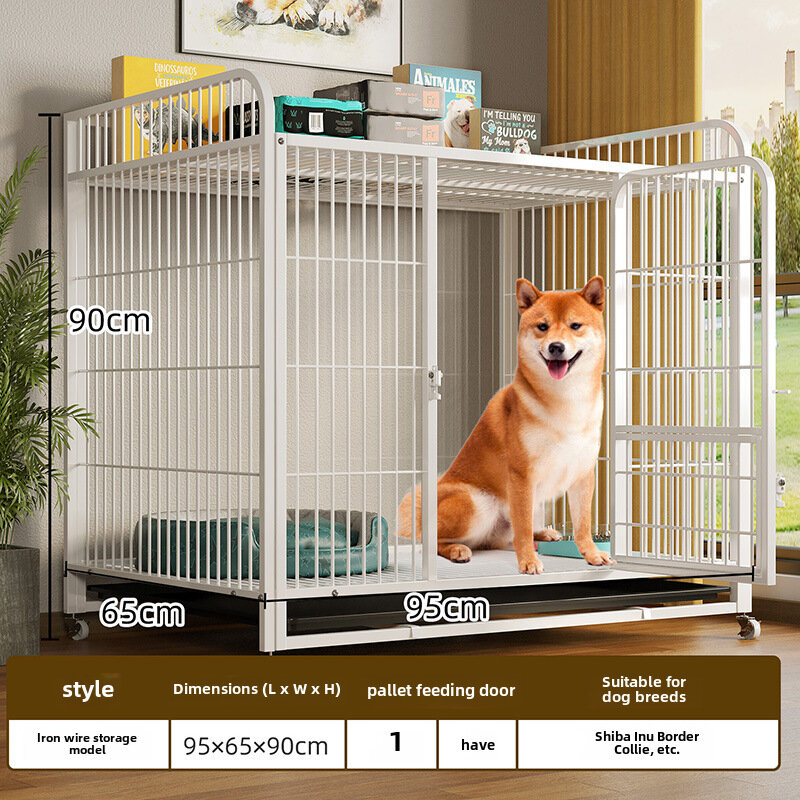 Kletka Dlya Sobak: Prochnaya Konstruktsiya 95x65x90 Cm - Bezopasnyy Material Dlya Zdorov'ya Pitomtsa I Legkiy Dizayn for Aktivnykh Sobak Srednikh I Krupnykh Porod