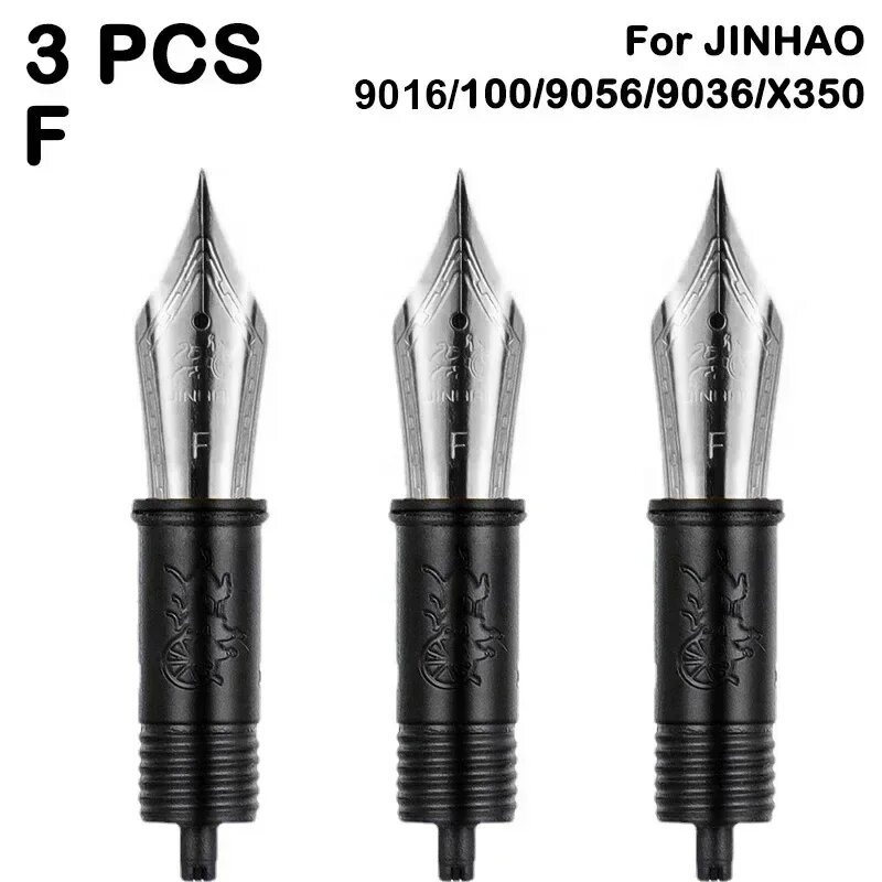 Наконечник перьевой ручки Jinhao серебристый/черный 3 PCS NO.35 F Nibs