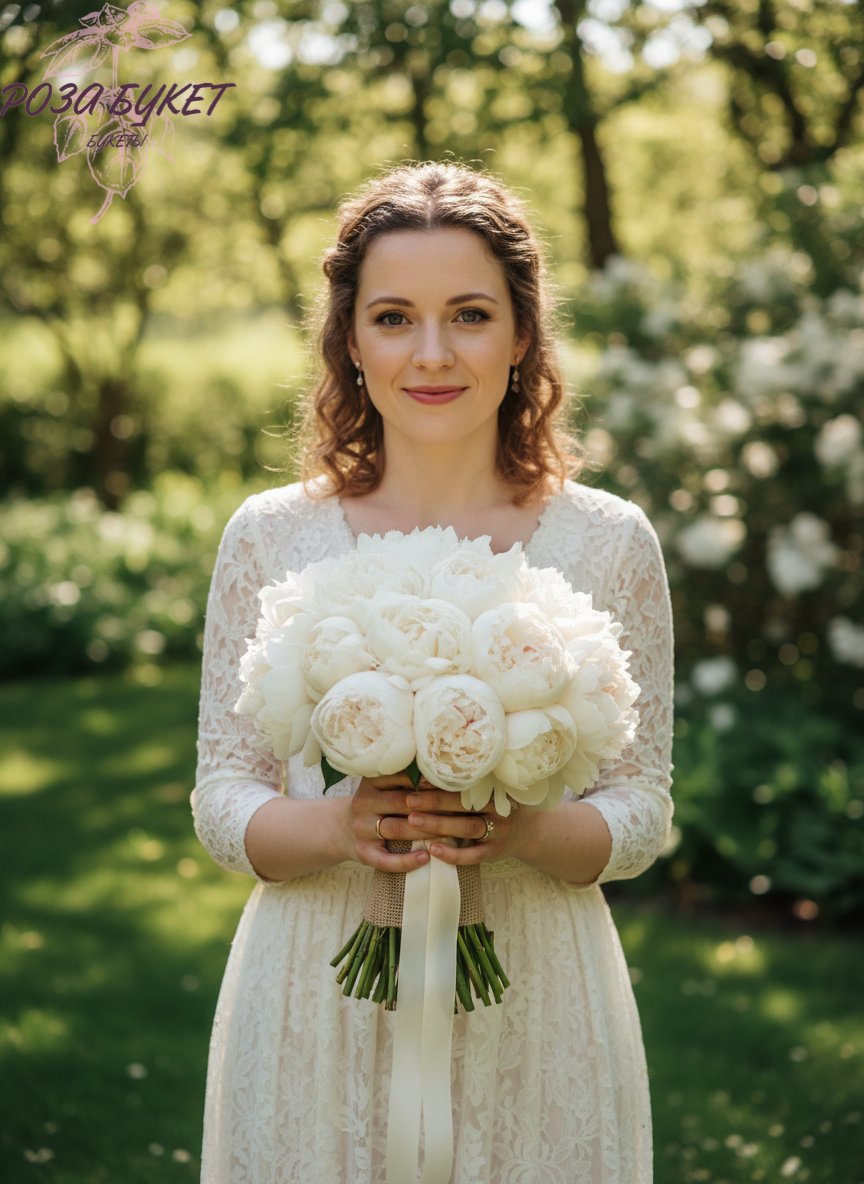 Букет цветов, букет из 29 белых пионов, красивый, шикарный, премиум букет, долгий букет, долго стоящие, пионы, доставка