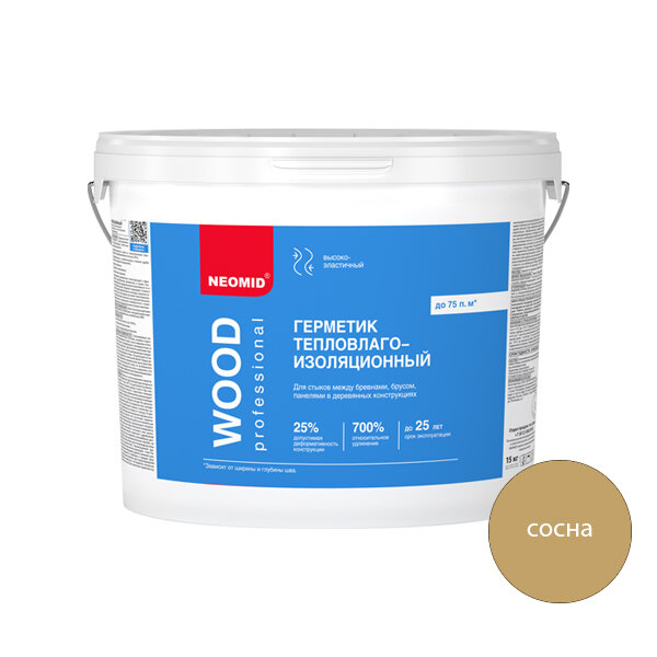 Неомид Теплый Дом герметик межшовный для дерева сосна (15кг)